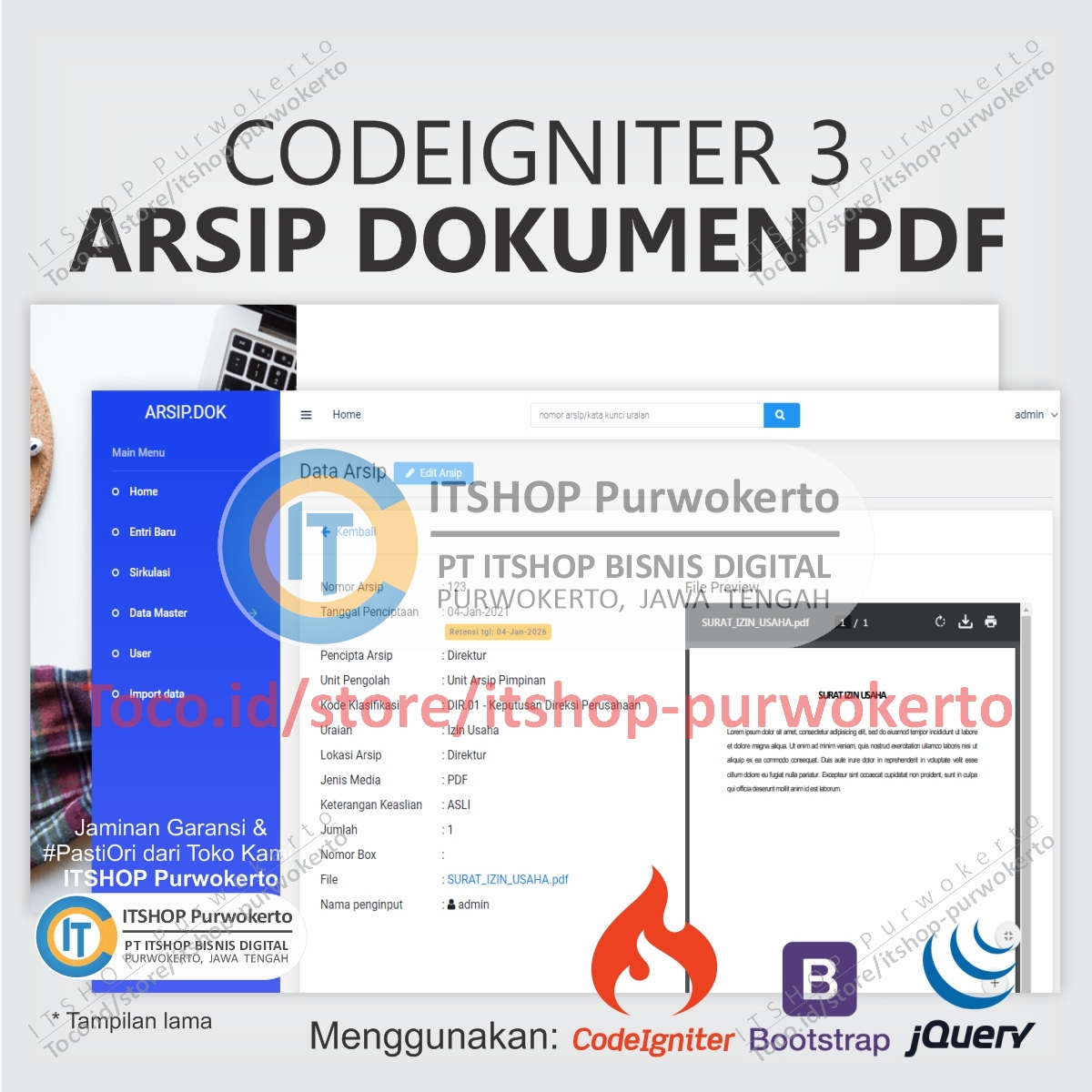 Jual Source Code Aplikasi Web Arsip Dokumen PDF Sirkulasi Co